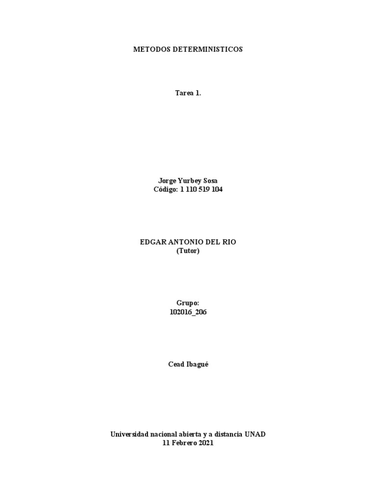 Tarea - 1 - METODOS DETERMINISTICOS | PDF | Programación lineal | Programación de computadoras