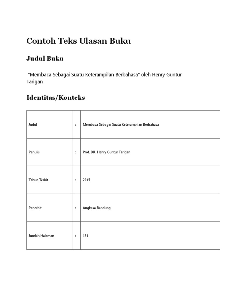 Contoh Teks Ulasan Buku Pdf