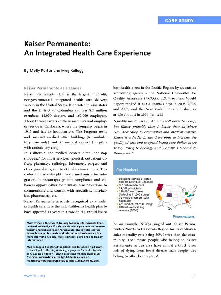 Kaiser Permanente - An Integrated Health Care Experience | PDF | Kaiser ...