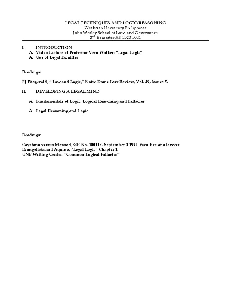 Legal Techniques and Logic Legal Reasoning | PDF