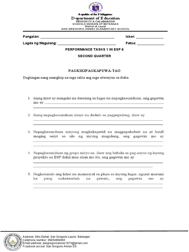 Esp 6 Q2 | PDF