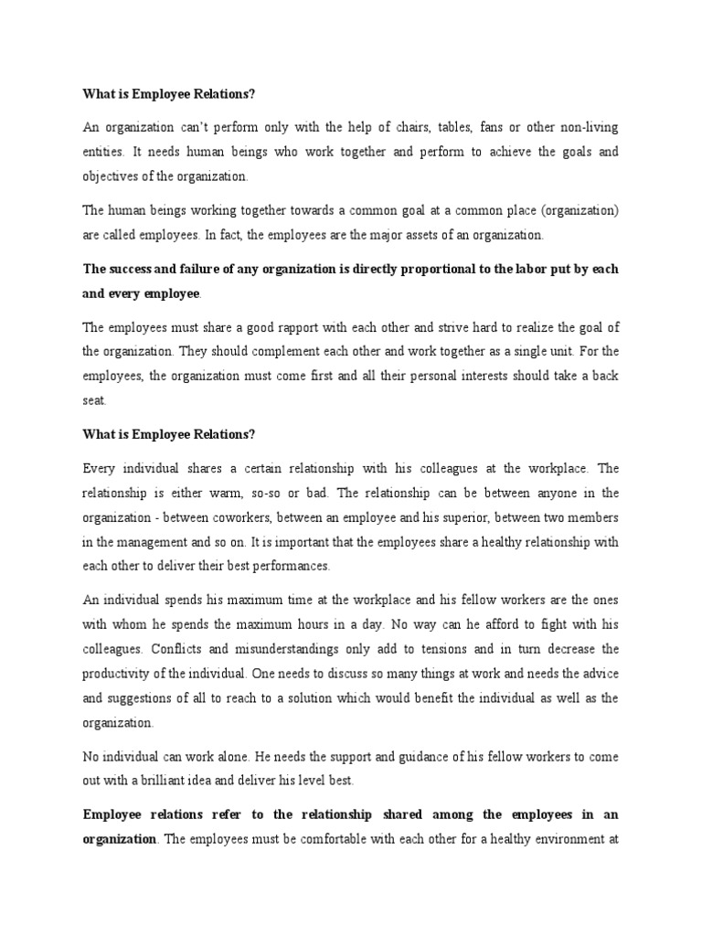 What Is Employee Relations | PDF | Employment | Goal