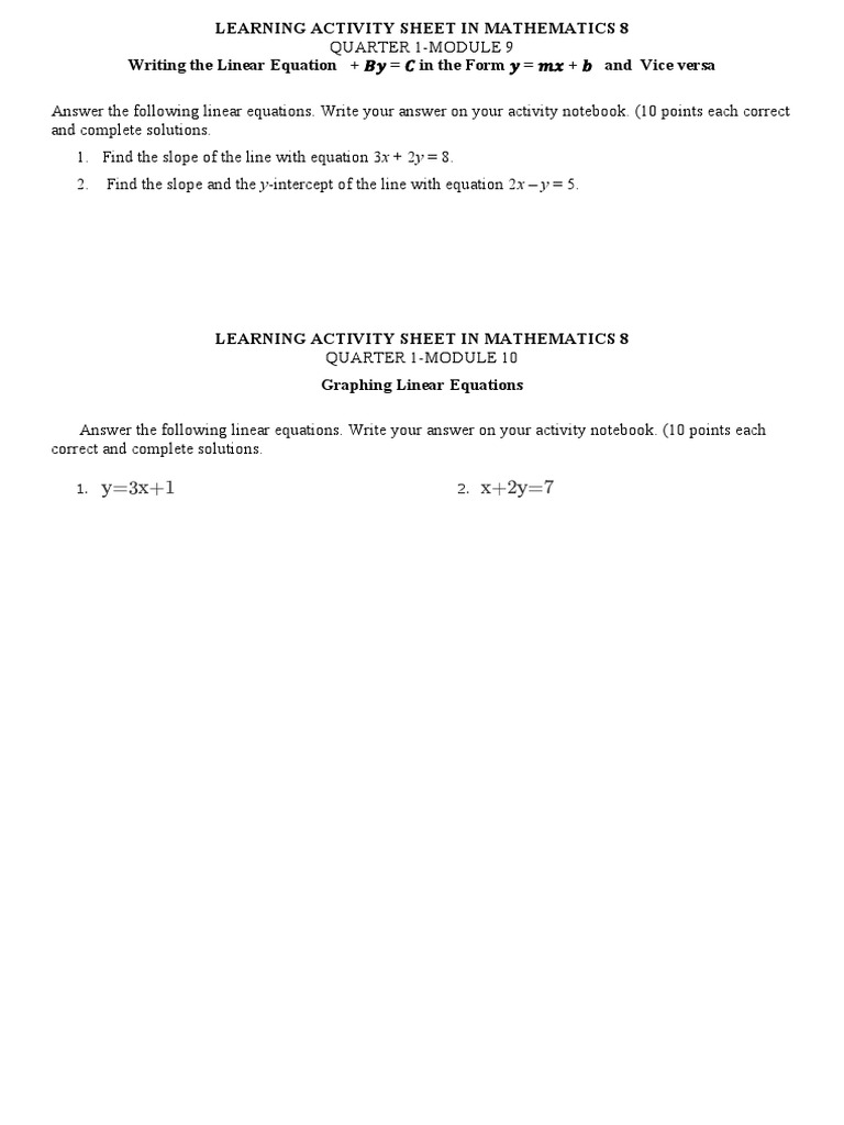 Las Math 8 Module 9-10 | PDF | Teaching Methods & Materials
