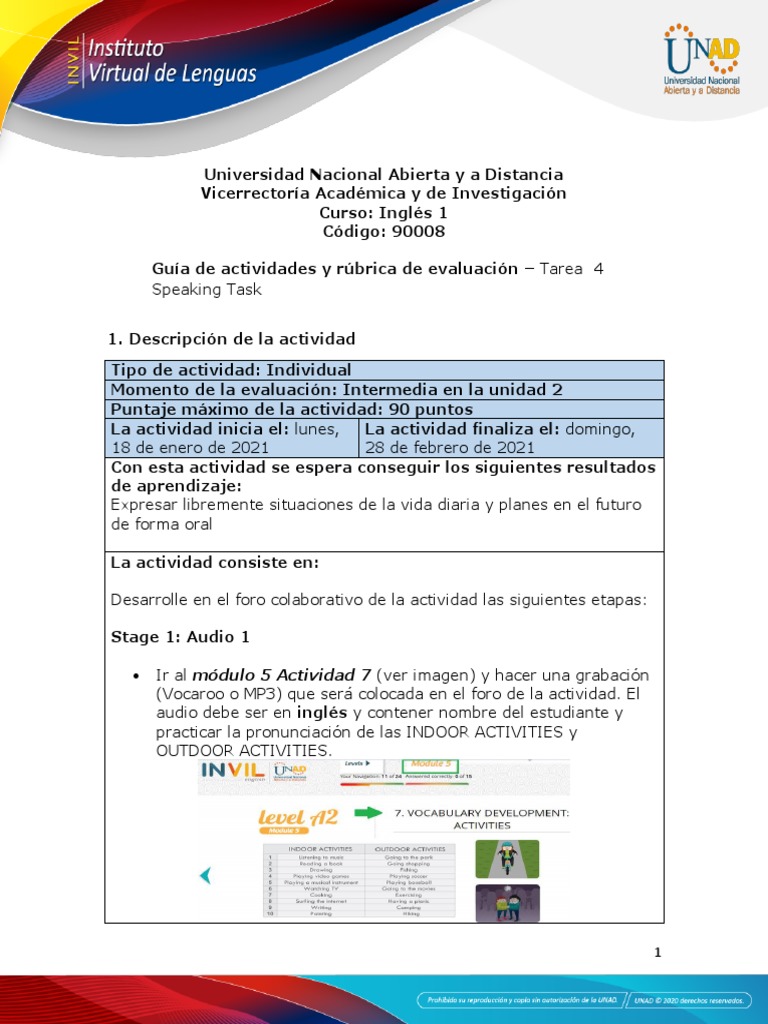 Activity Guides and Evaluation Rubric - Unit 2 - Task 4 - Speaking Task | PDF | Plagio ...