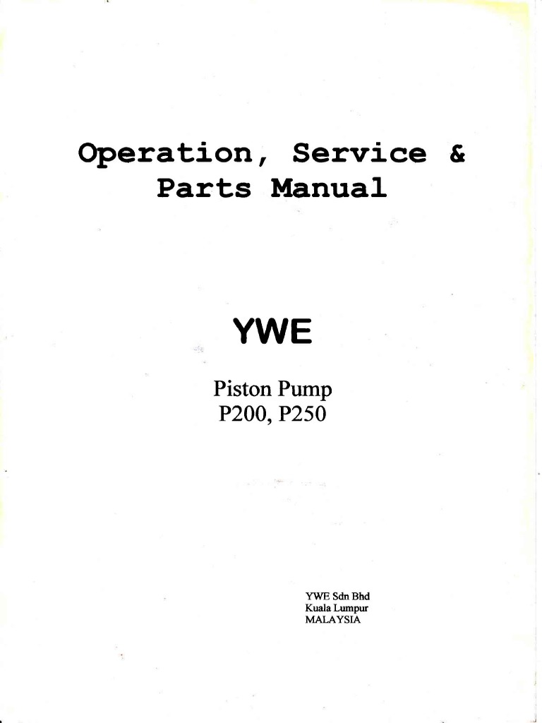YWE P250 Manual | PDF | Pump | Piston