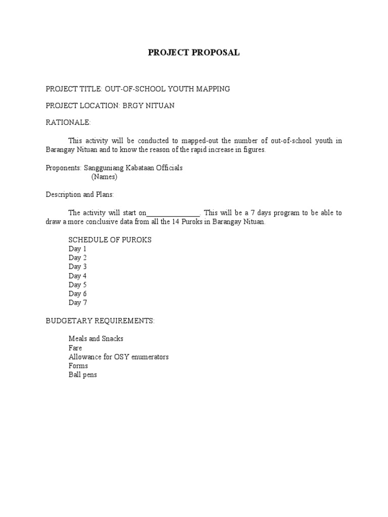 Sangguniang Kabataan Project Proposal | PDF