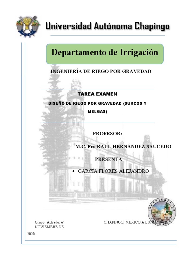 Diseño de riego por gravedad en surcos y melgas para la parcela de la ...