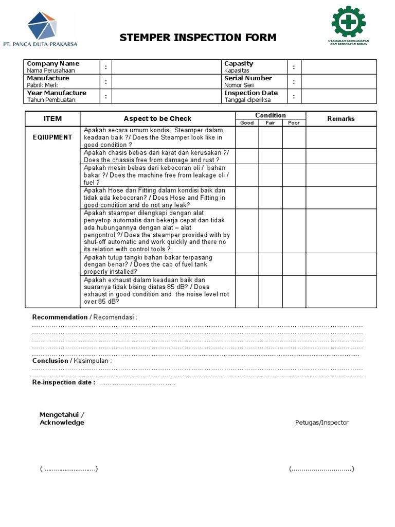 Stemper Check List | PDF