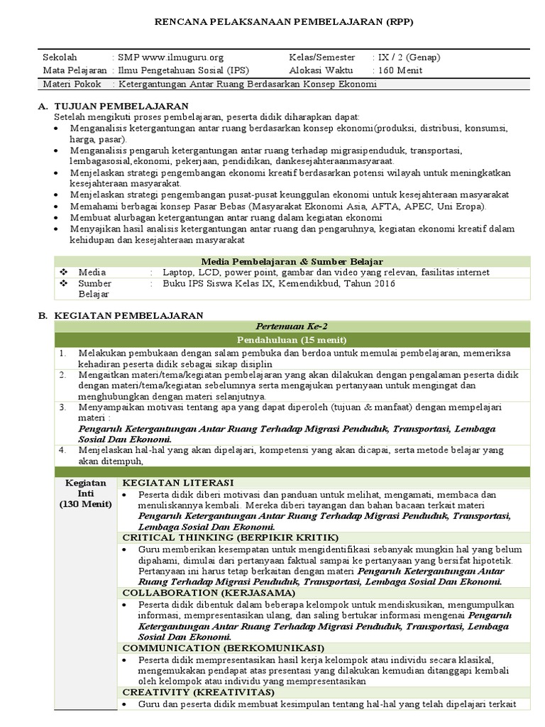 3.2 RPP II IPS Kelas 9 - 2 | PDF