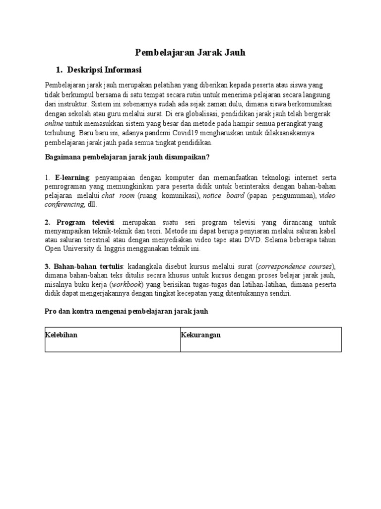Pembelajaran Jarak Jauh | PDF