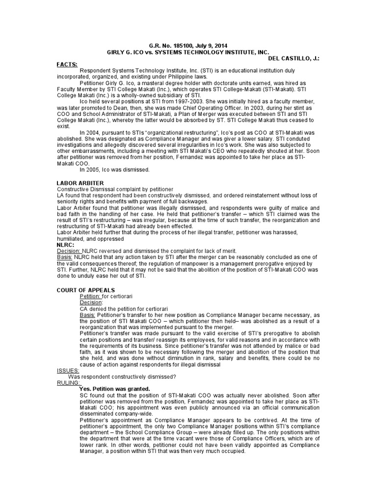 13 GIRLY G. ICO vs. SYSTEMS TECHNOLOGY INSTITUTE, INC | PDF | Career ...