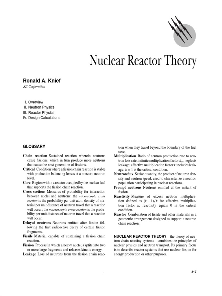 (Ronald A. Knief) - Nuclear Reactor Theory (Booklet) | PDF | Nuclear ...