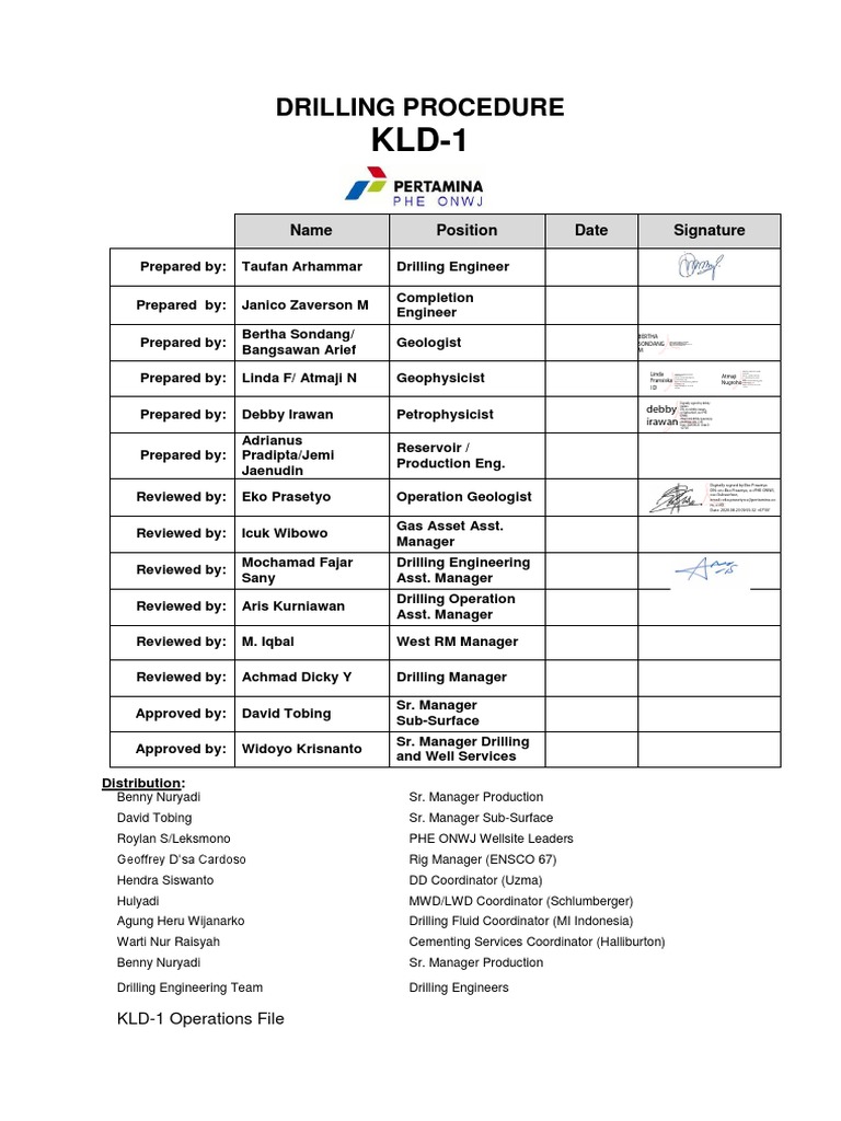 Drilling Program Kld-1 Rev.01 BSM Ep Dby An Lfi | PDF | Casing ...