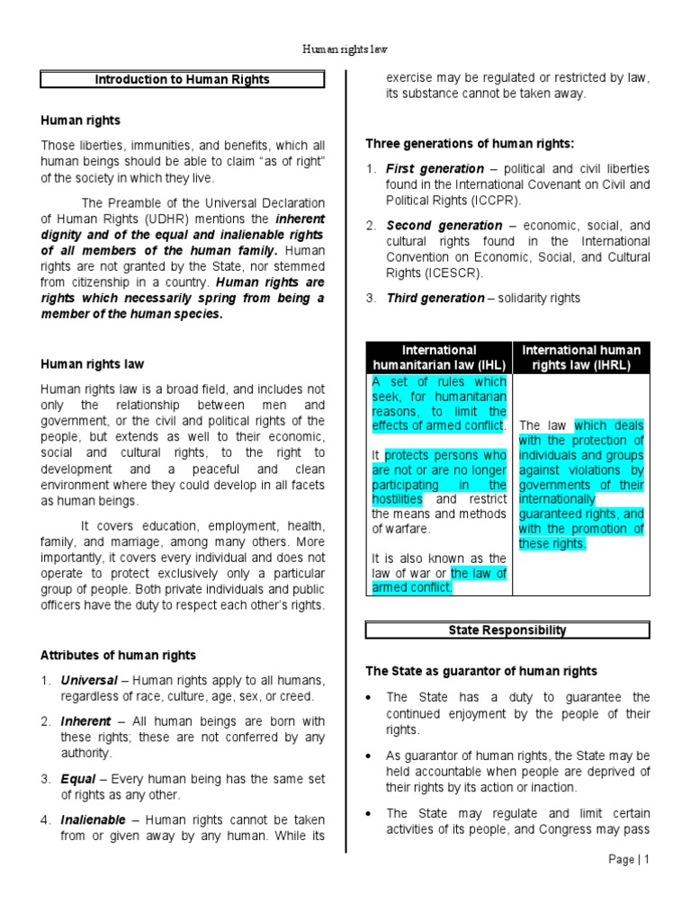 Introduction To Human Rights | PDF | International Law | Human Rights