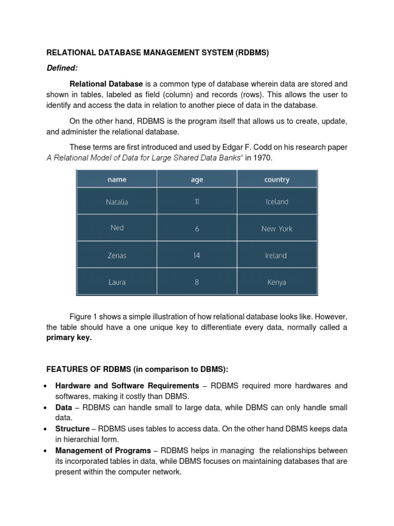 Relational Database Management System (RDBMS) | Download Free PDF | Relational Database ...