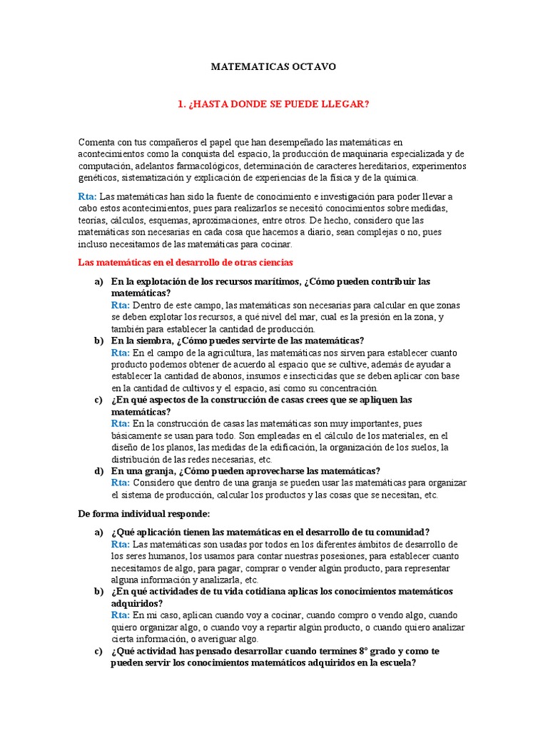 Matematicas Octavo | PDF | Multiplicación | Enseñanza de matemática