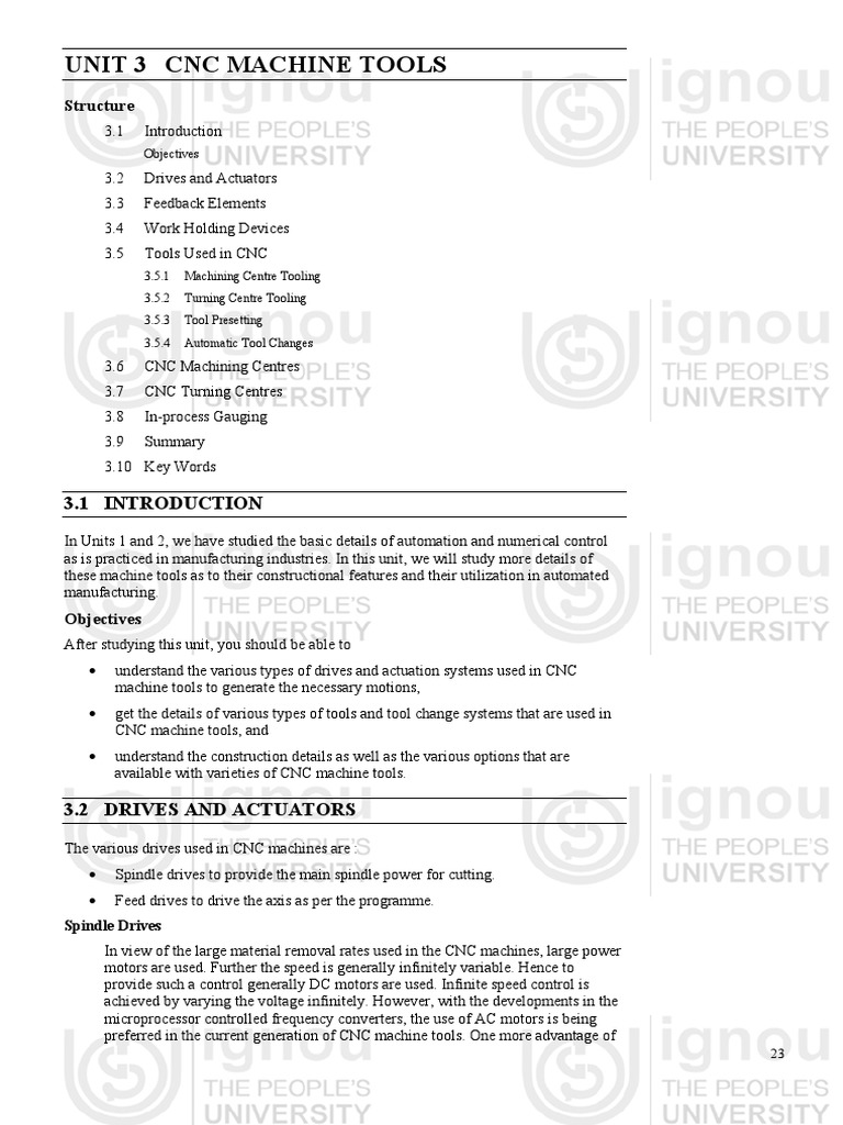 Unit 3 CNC Machine Tools: Structure | PDF | Electric Motor | Numerical ...