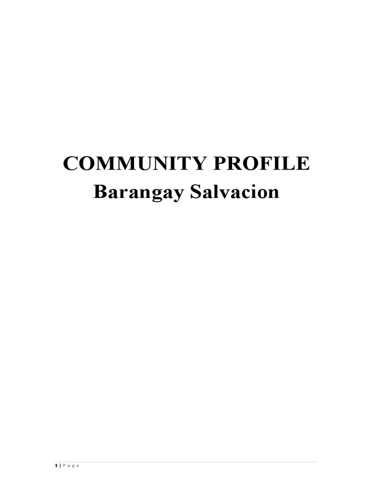 Community Profile Salvacion1 | PDF | Family | Family Planning