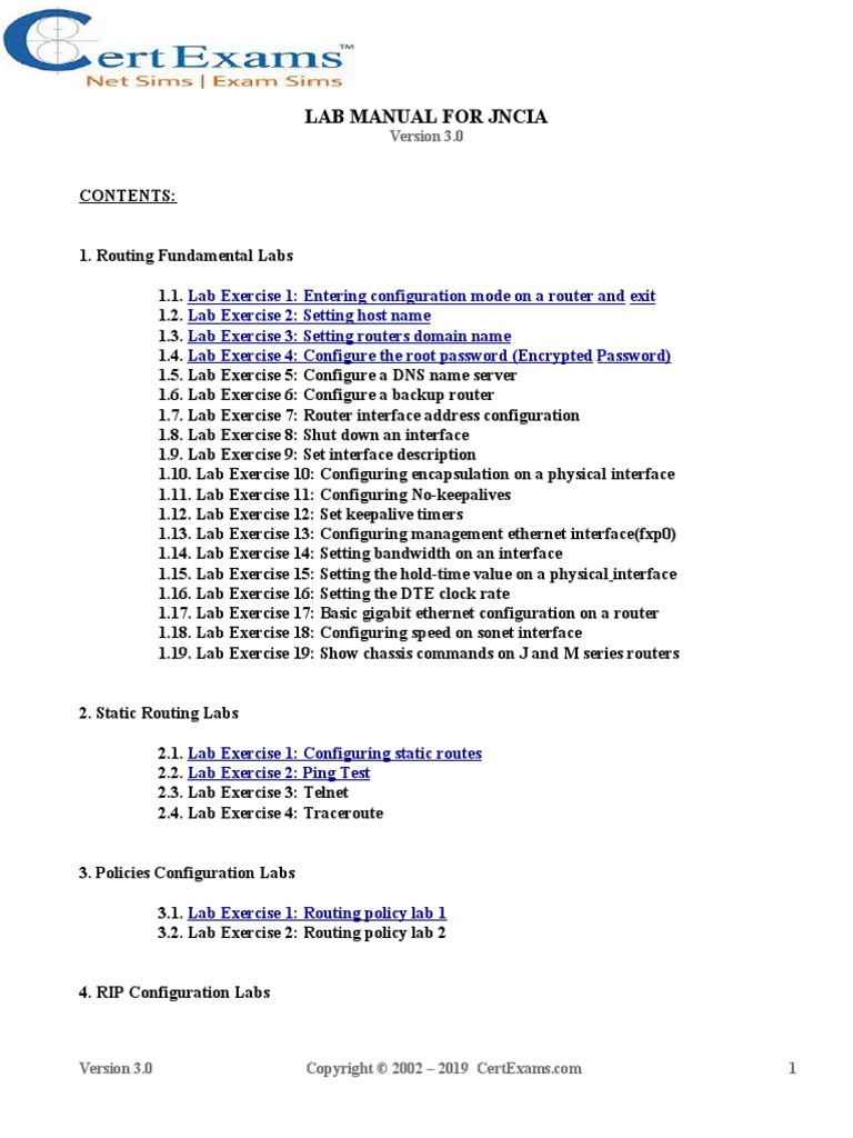 Juniper Demo Practical Lab Manual | PDF | Ip Address | Command Line ...