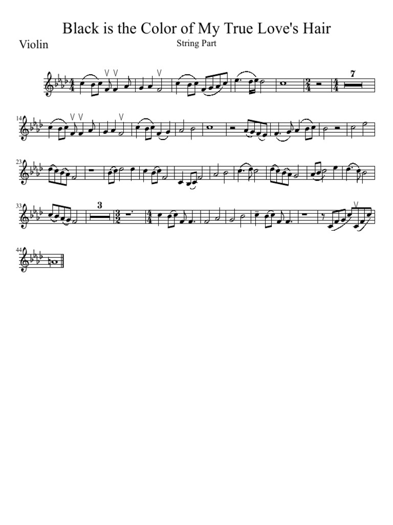 Black Is The Color of My True Love's Hair Violin | PDF