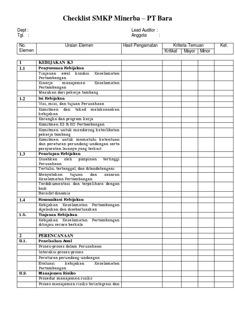 Checklist SMKP | PDF