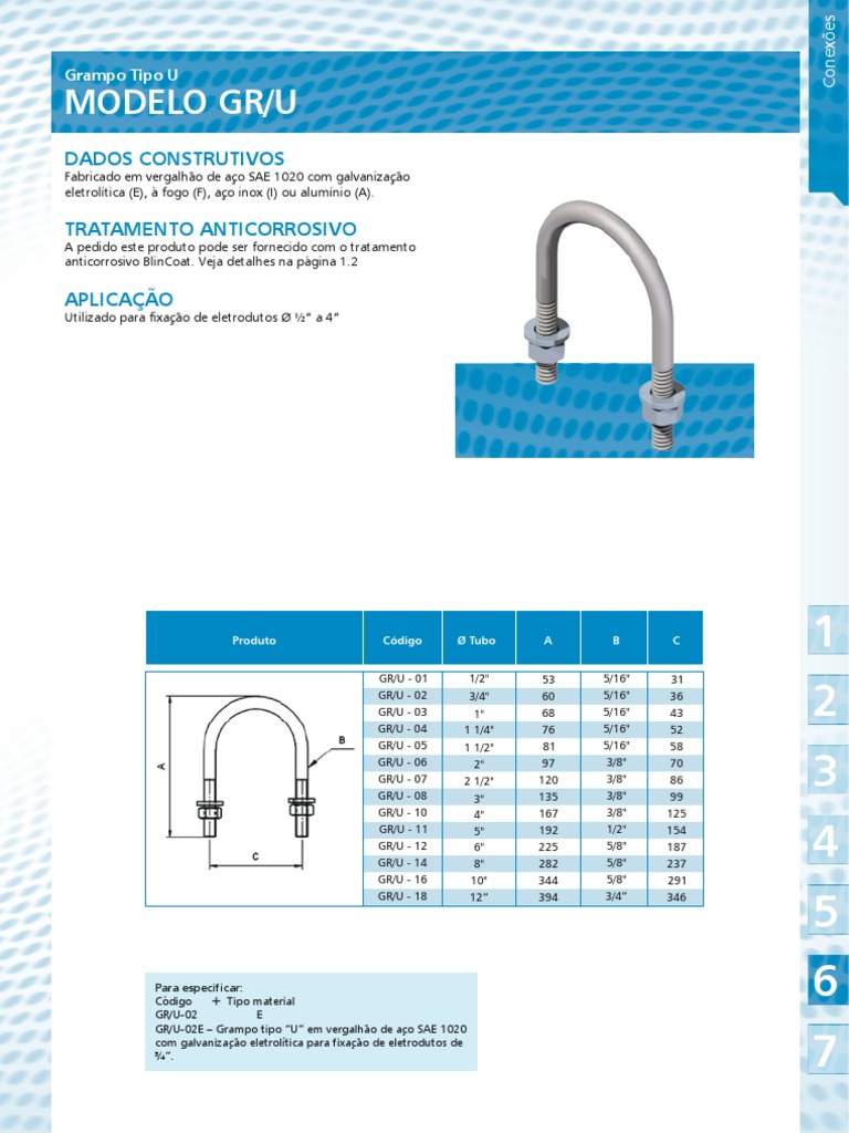 Grampo tipo U para fixação de eletrodutos de 1/2” a 10 | PDF | Metais ...