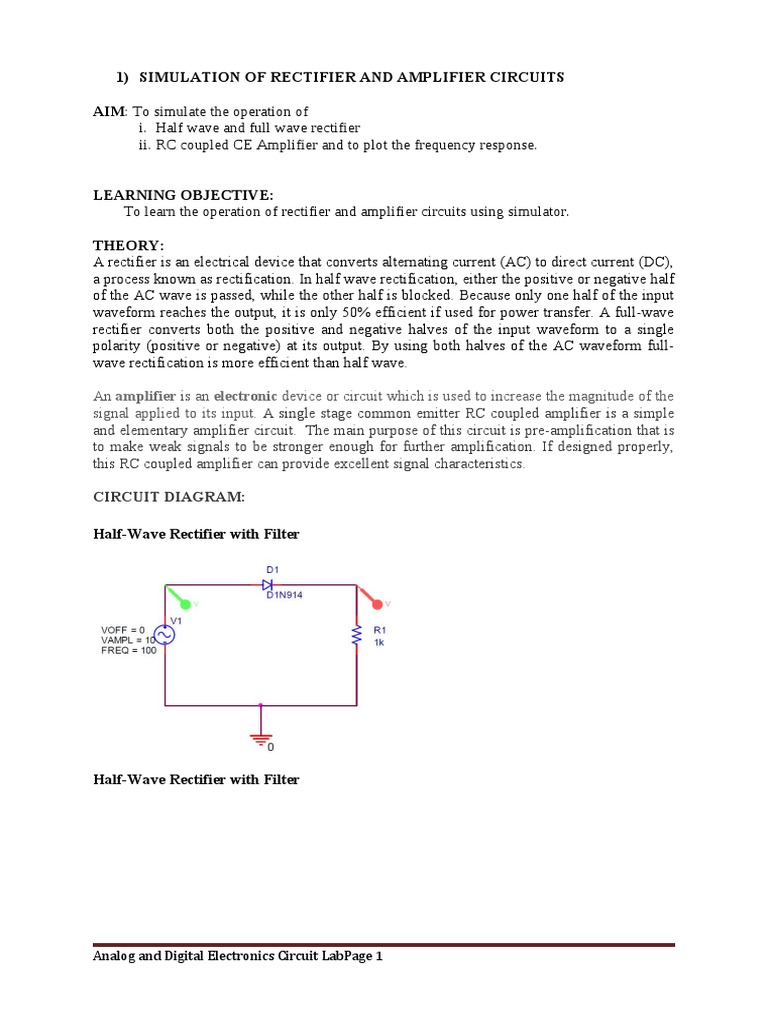 Simulation of Rectifier, Amplifier, Integrator, Differentiator and Astable Multivibrator ...