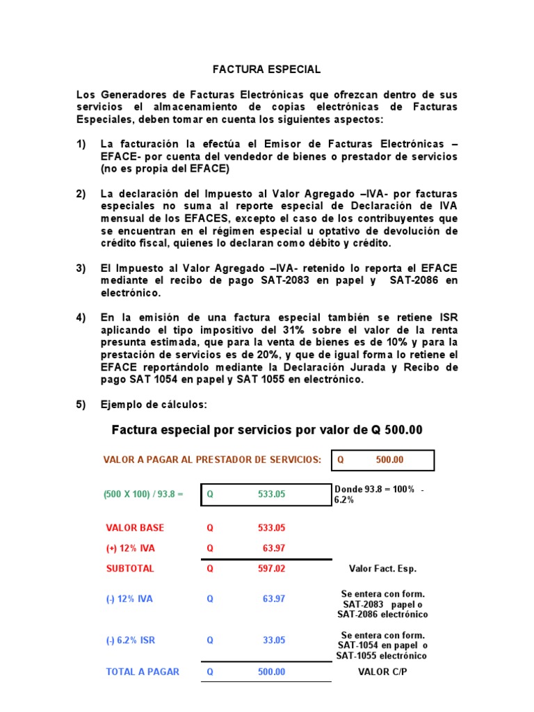 Factura Especial Pdf
