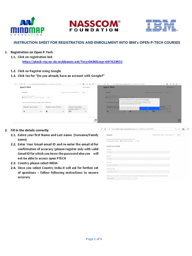 IBM Open P-TECH Enrollment Guide | PDF | Information Age | Computing