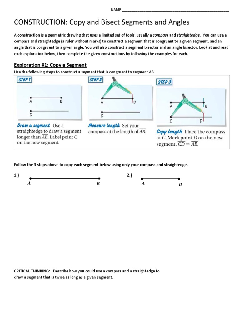 Construction Packet 10 11 | PDF | Euclidean Plane Geometry | Euclidean ...