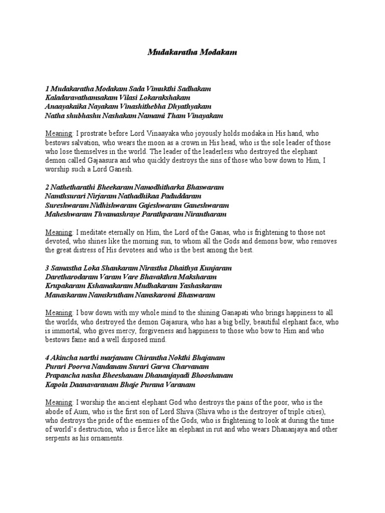 Mudakaratha Modakam | PDF | Hindu Mythology | Hindu Deities