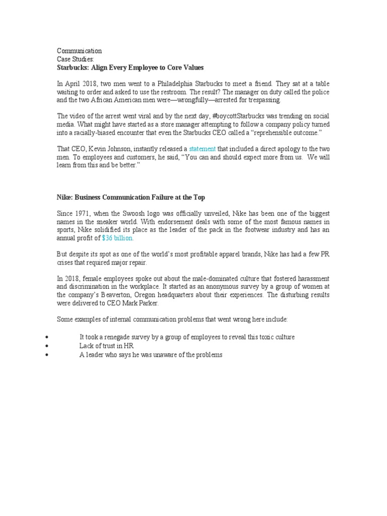Starbucks: Align Every Employee To Core Values: Communication Case ...