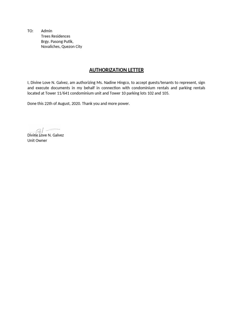 Authorization Letter Sample | PDF