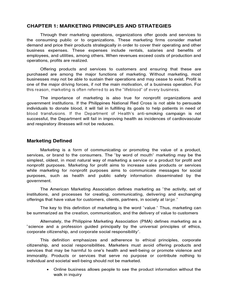 Principles of Marketing Module 1 | PDF