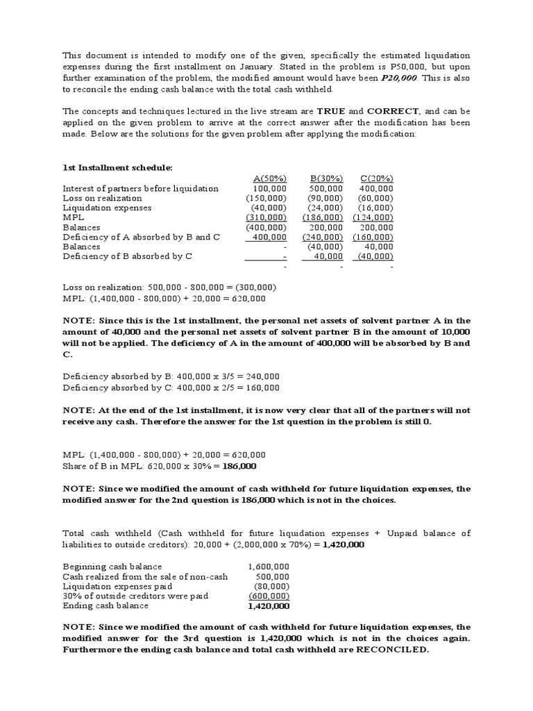 8904 - Modification of An Information in Partnership Liquidation Problem 2 | PDF | Financial ...