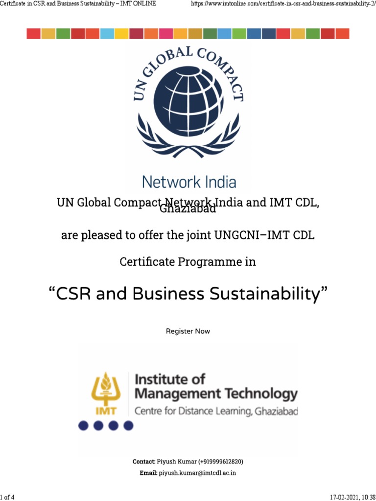 CSR & Sustainability Certificate | PDF