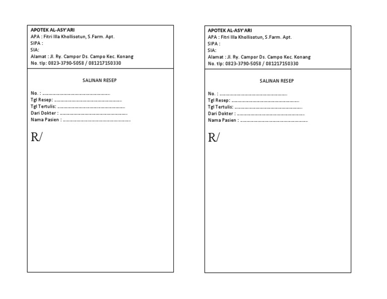 Blangko Salinan Resep | PDF