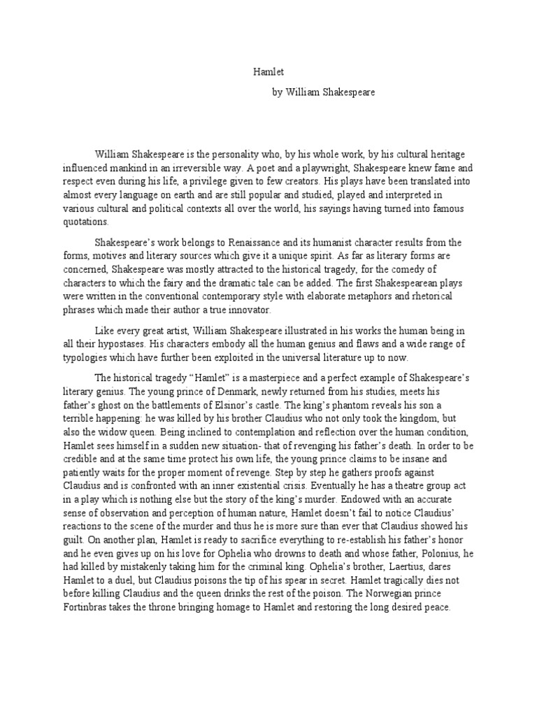 William Shakespeare Hamlet | PDF | Hamlet | William Shakespeare