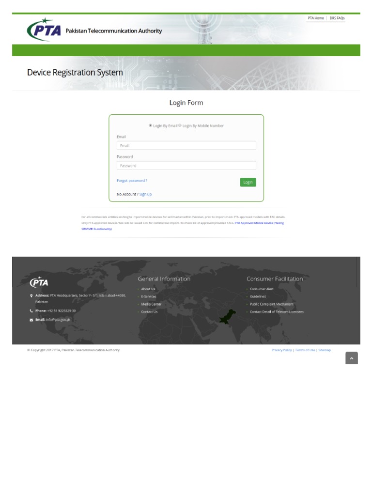 Dirbs Pta Gov PK Drs Auth Login 2021 02 17 14 - 13 - 08 | PDF