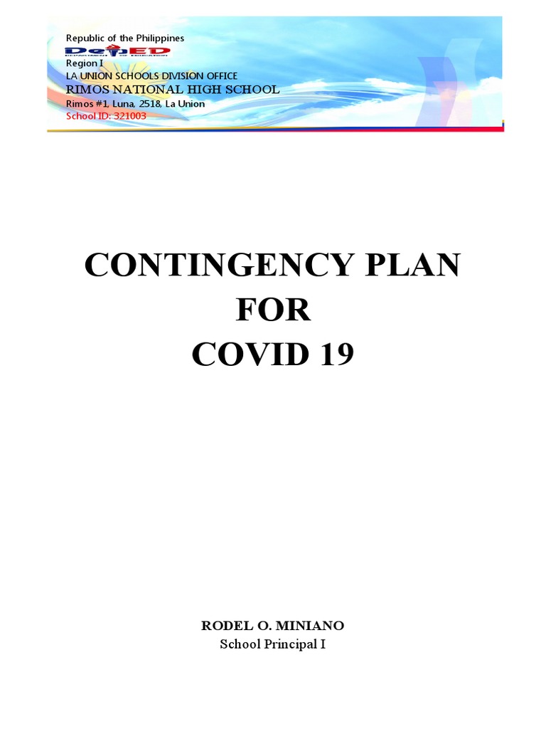 Contingency Plan FOR Covid 19: Rimos National High School | PDF ...