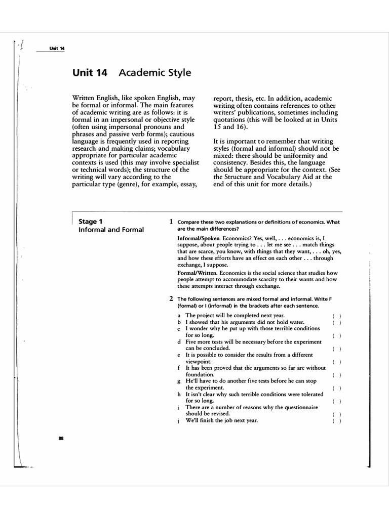 Academic Writing Unit 14 Academic Style | PDF | English Language | Verb
