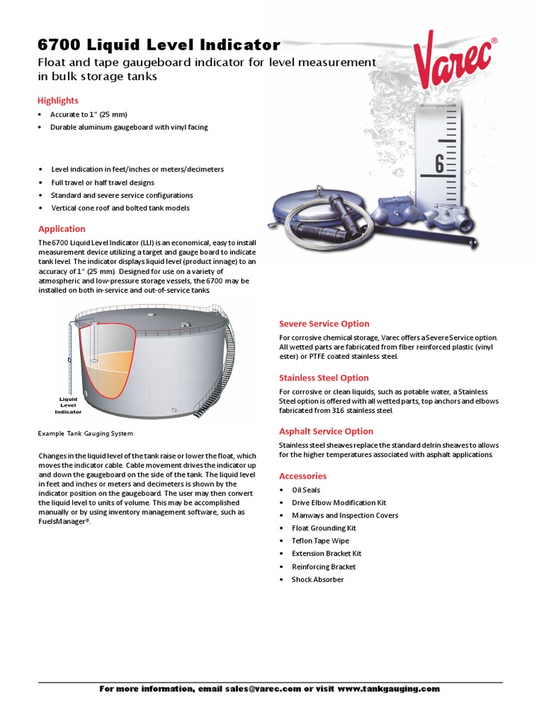 6700 Liquid Level Indicator: Float and Tape Gaugeboard Indicator For ...