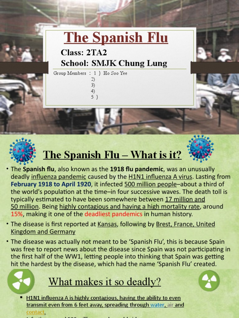The Spanish Flu Presentation Lul | PDF | Influenza | Influenza A Virus ...