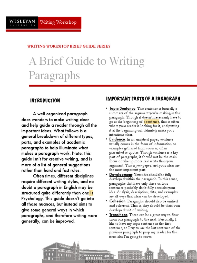 A Brief Guide To Writing Paragraphs | PDF | Paragraph | Argument