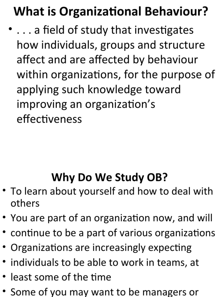 Organisational Behaviour Lecture Notes Pdf