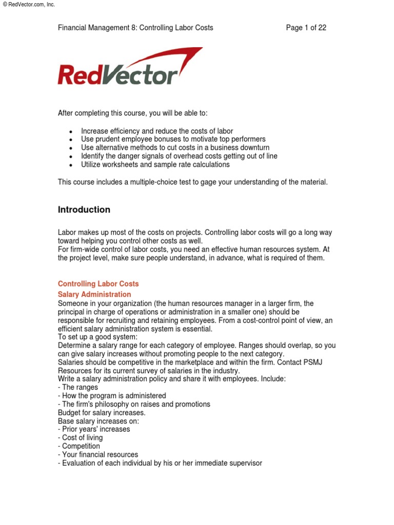 Controlling Labor Costs Salary Administration | PDF | Professional ...