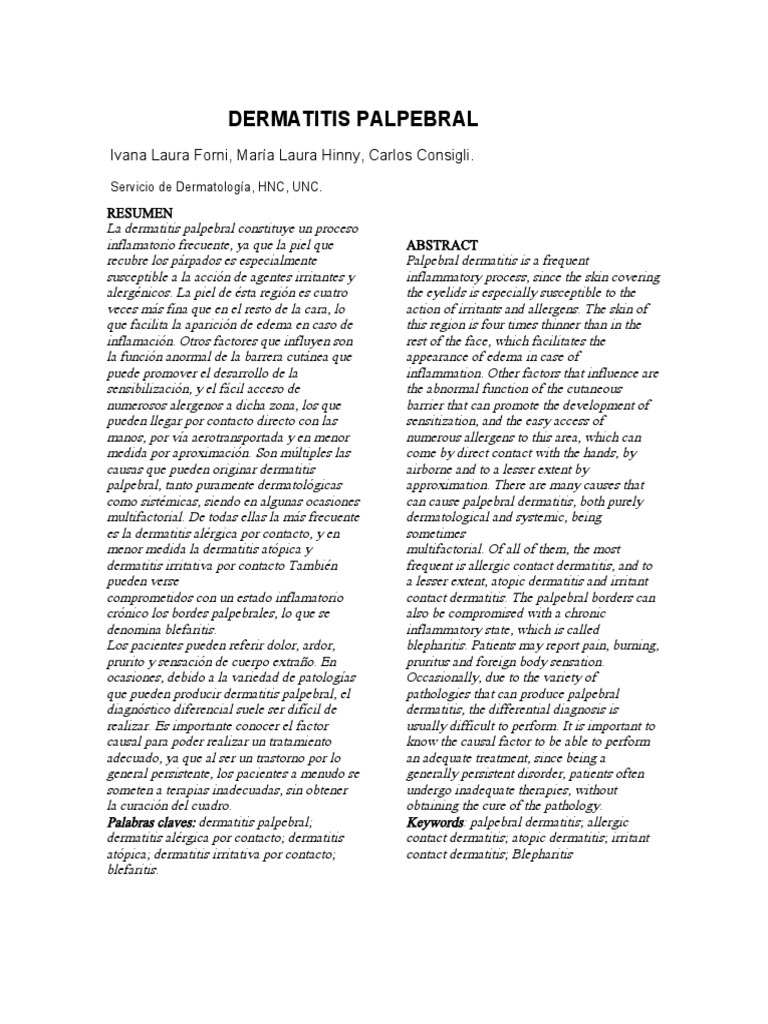 Causas y Tratamiento de Dermatitis Palpebral | PDF | Especialidades ...