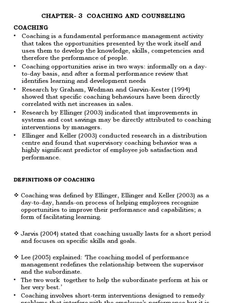 Chapter - 3 Coaching and Counseling | PDF | Goal | Mentorship