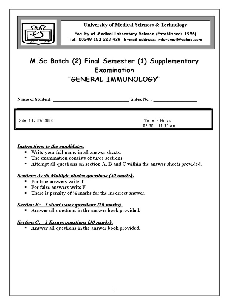 Immunology Exam | Download Free PDF | Immune System | Antibody