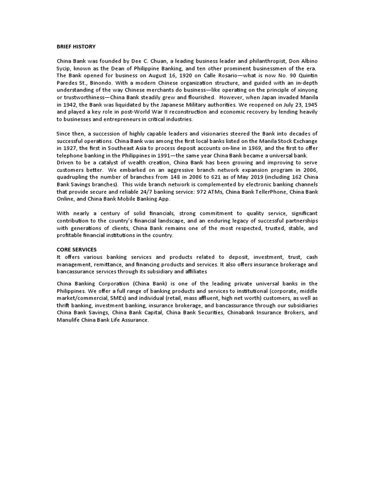 China Bank | PDF | Banks | Financial Services